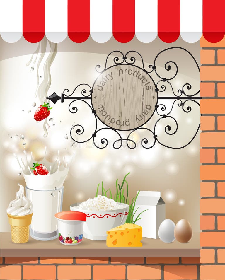 Detailed Dairy Store Showcase Stock Illustrations – 12 Detailed Dairy ...