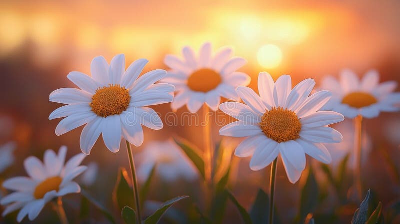 Daisies Glowing Sunset Light Soft Background Effect Stock Photos - Free ...