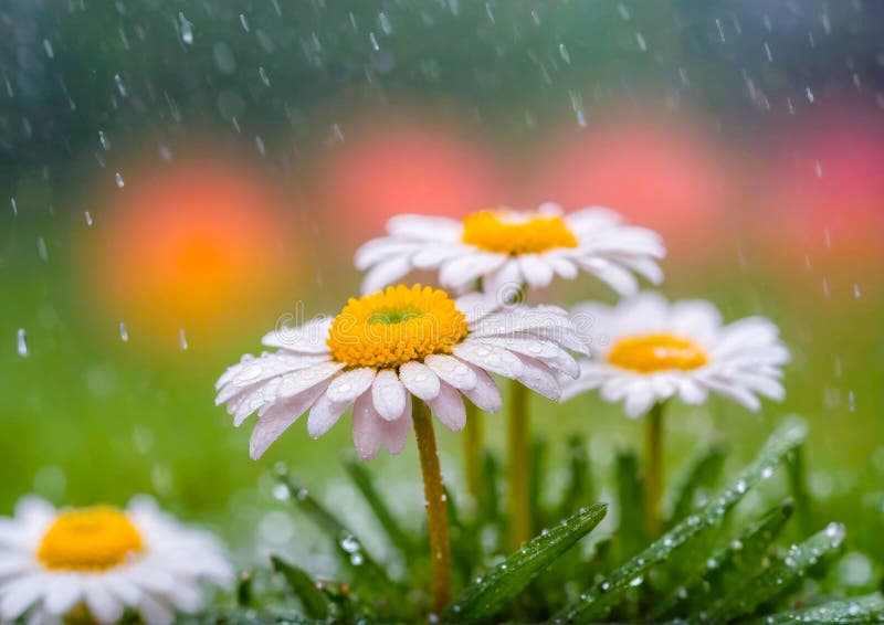 Daisies in the Rain. stock illustration. Illustration of daisy - 326004061