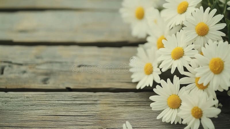 Daisies on Rustic Weathered Wooden Surface Stock Illustration ...