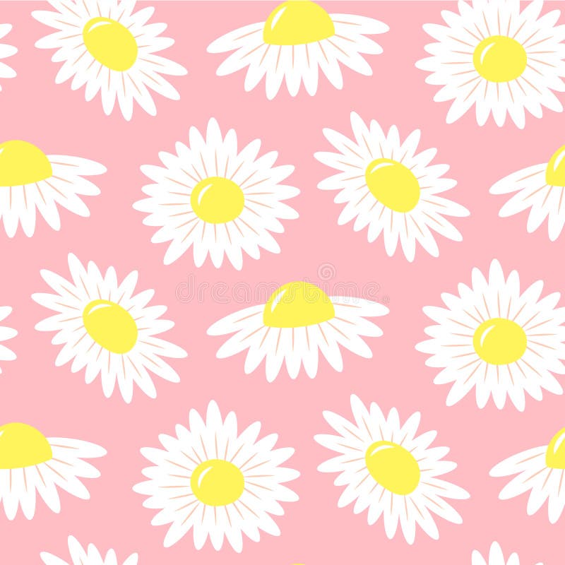 Daisies Seamless Pattern on Pastel Pink Background. Stock Vector ...