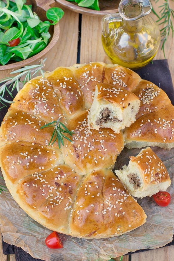 Daisy Bread of Meat Buns Stuffed with Ground Beef Stock Photo - Image ...