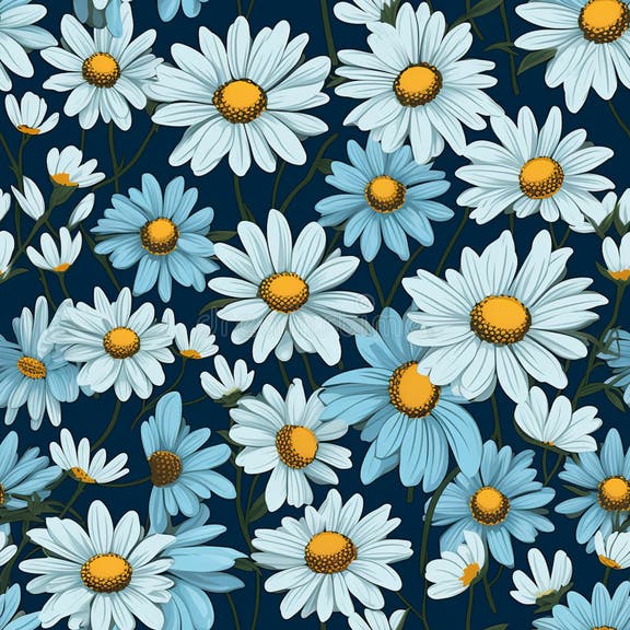Daisy Cascade Floral Pattern Art Stock Illustration - Illustration of ...