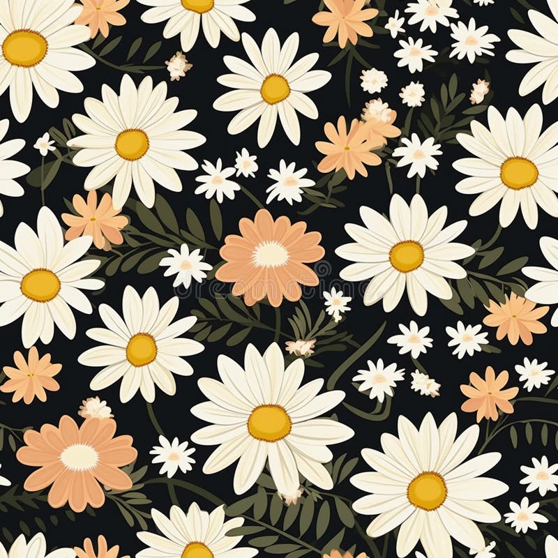 Daisy Cascade Floral Pattern Art Stock Illustration - Illustration of ...