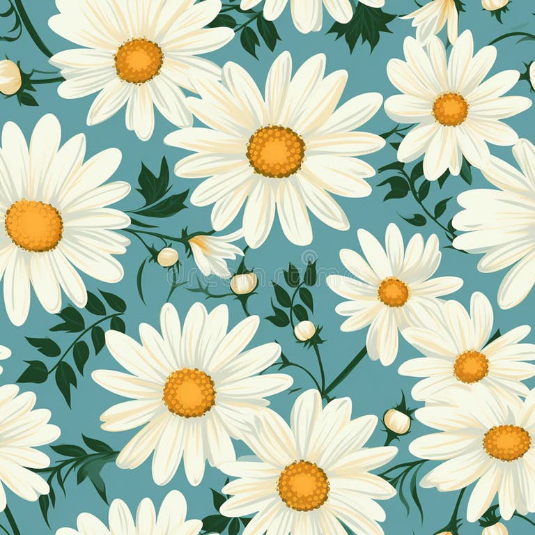 Daisy Cascade Floral Pattern Stock Illustration - Illustration of ...