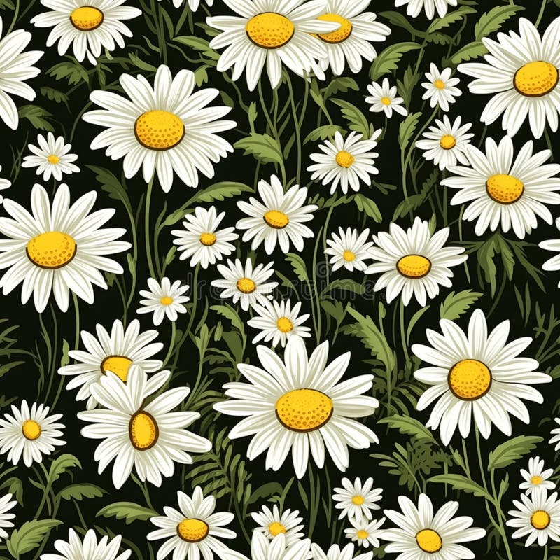 Daisy Cascade Floral Pattern Stock Illustration - Illustration of ...