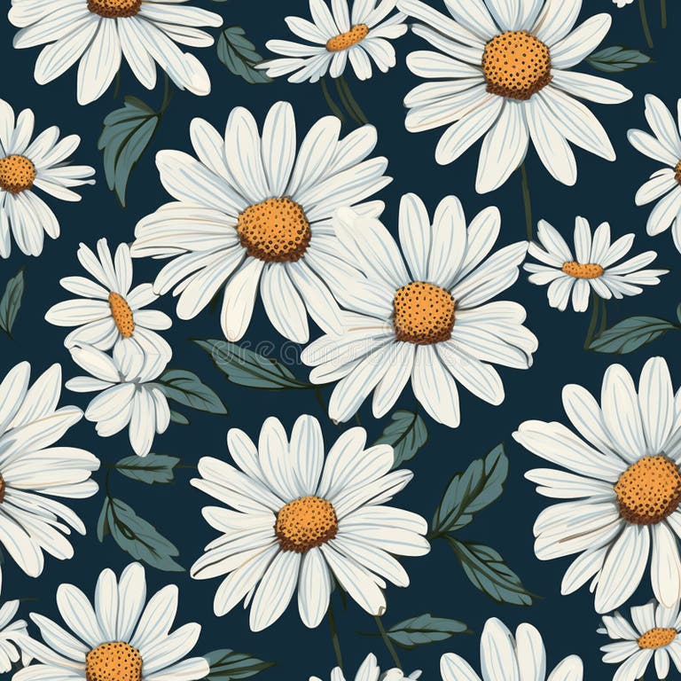 Daisy Cascade Unveiled Floral Pattern Stock Illustration - Illustration ...