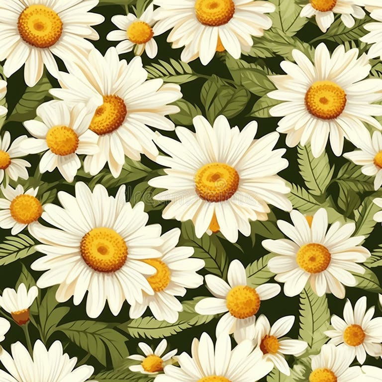 Daisy Cascade Unveiled Floral Pattern Stock Illustration - Illustration ...