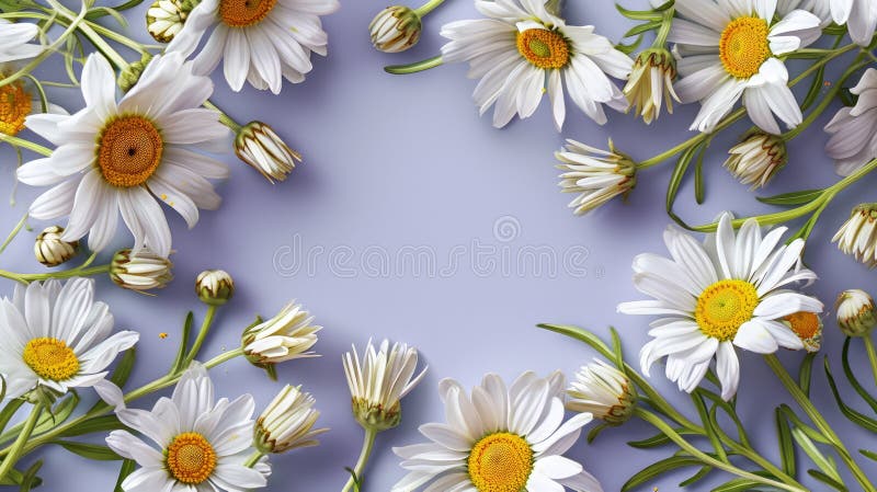 Daisy Circle on Purple Gradient Background. White Daisy Circle with a ...