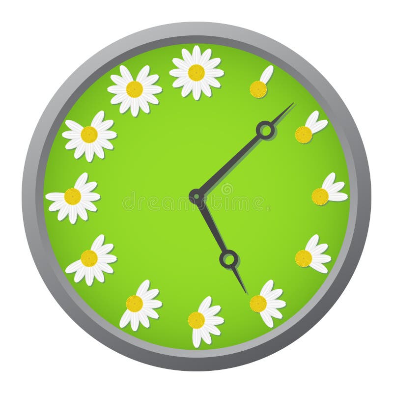 Daisy clock stock vector. Illustration of hand, decoration - 25365729