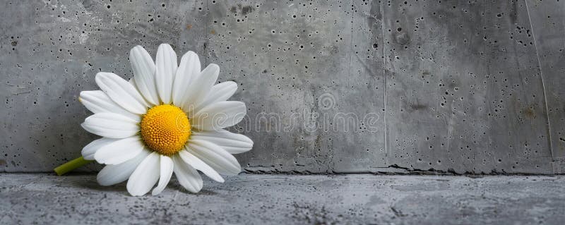 A Daisy with a Concrete Backdrop and an Empty Wall. the Simple White ...