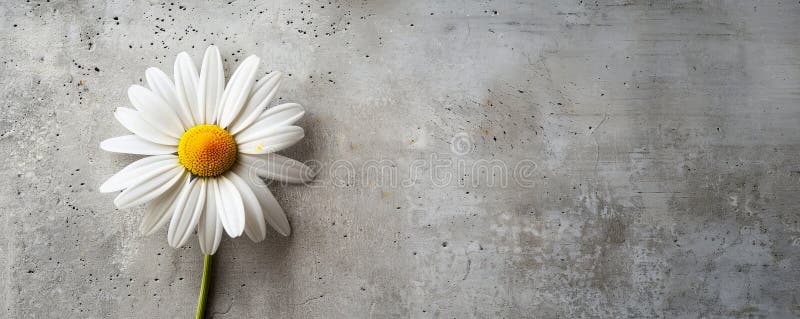 A Daisy with a Concrete Backdrop and an Empty Wall. the Simple White ...