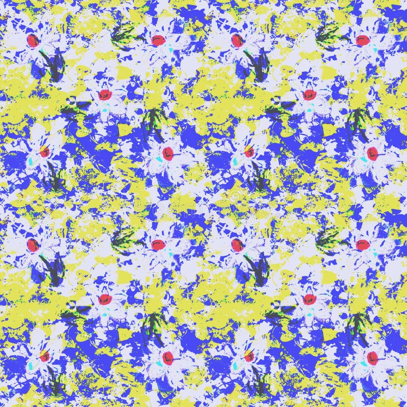 Daisy Digital Draw Abstract Repeat Pattern, Digital Background Paper ...