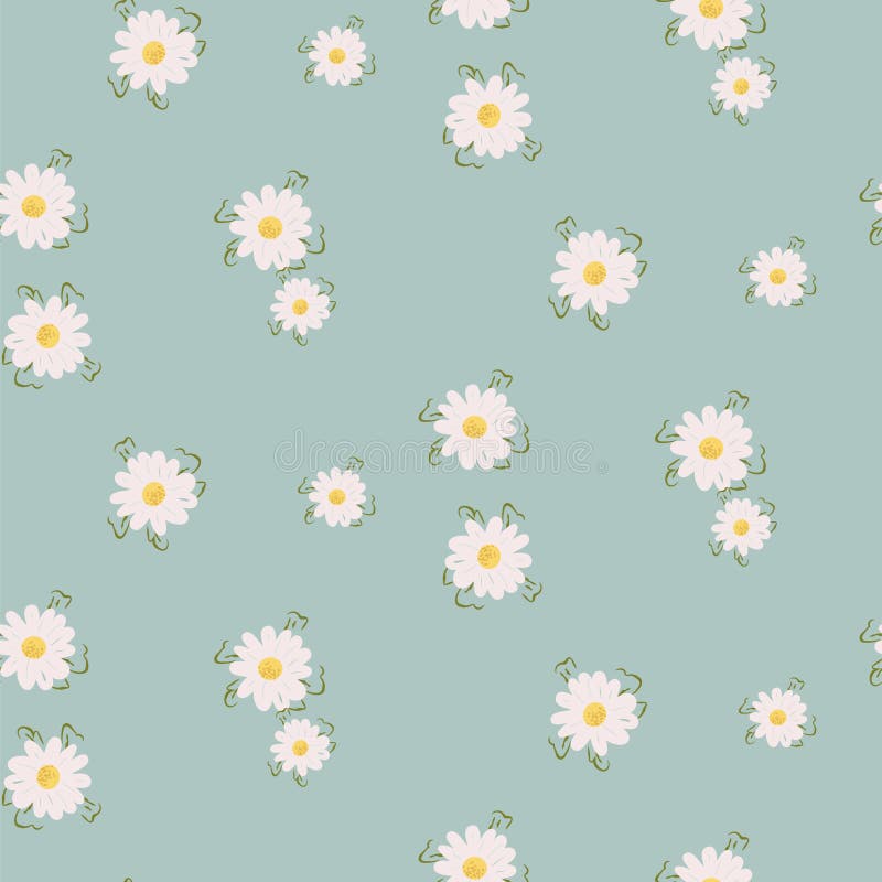 Daisy Floral Seamless Pattern with Wildflowers and Meadow Plants. Stock ...