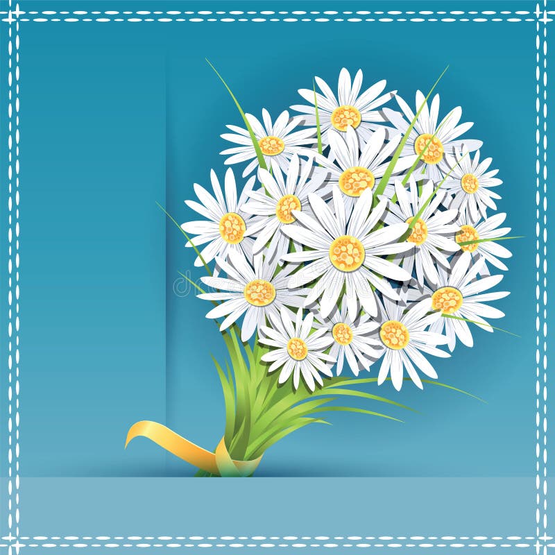 Daisy Flower Bouquet on the Greeting Card. Stock Vector - Illustration ...