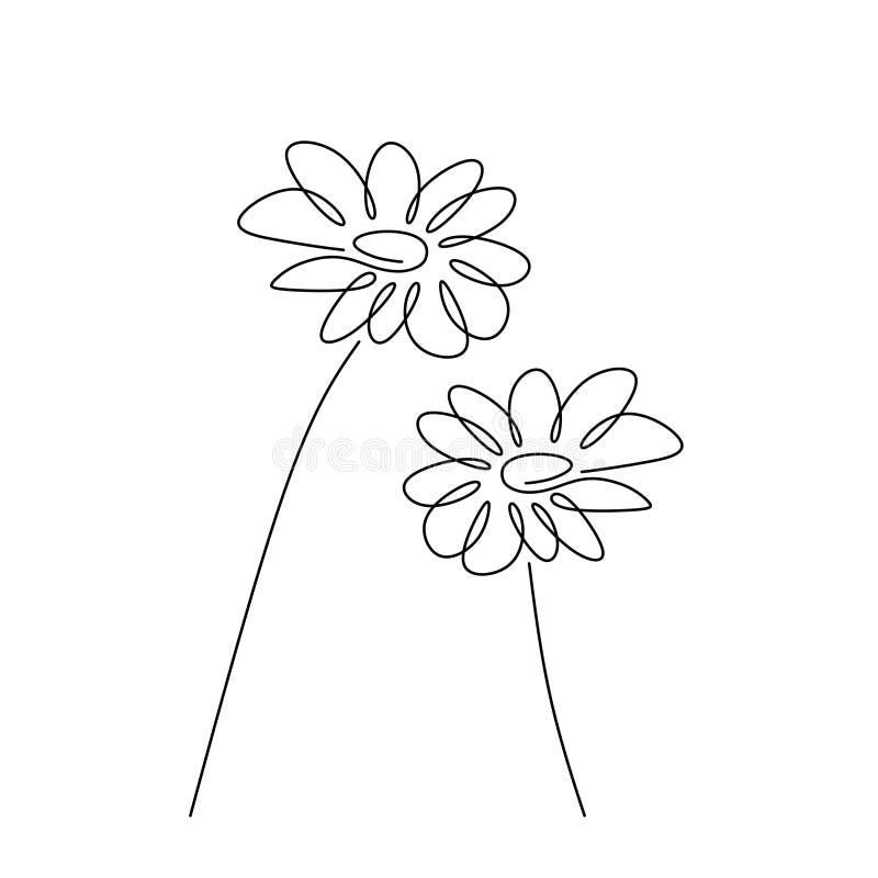 One Line Drawing Daisy Stock Illustrations – 413 One Line Drawing Daisy ...