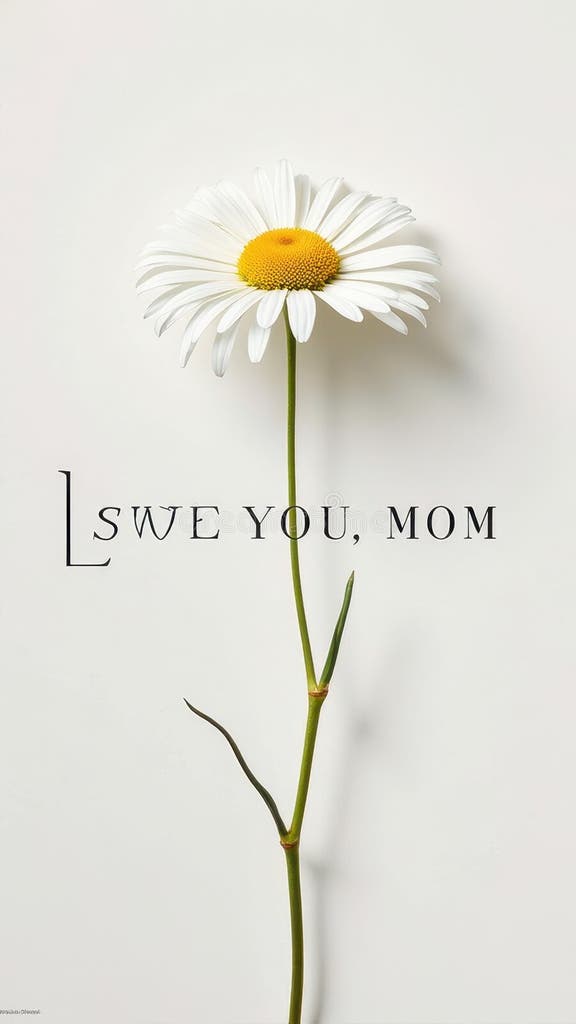 Daisy Flower with Heartfelt Message on White Background Stock Image ...