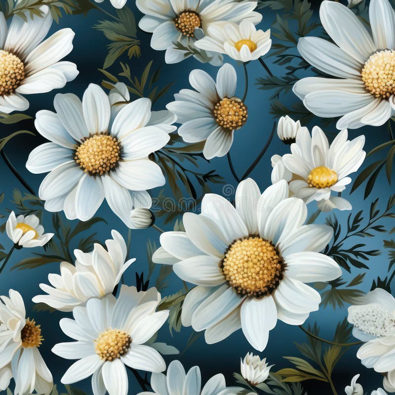 Daisy Flower Illustration in Seamless Pattern. Artwork Design Stock ...