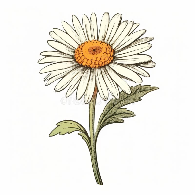 Charming Daisy Illustration in Historical Style Stock Illustration ...