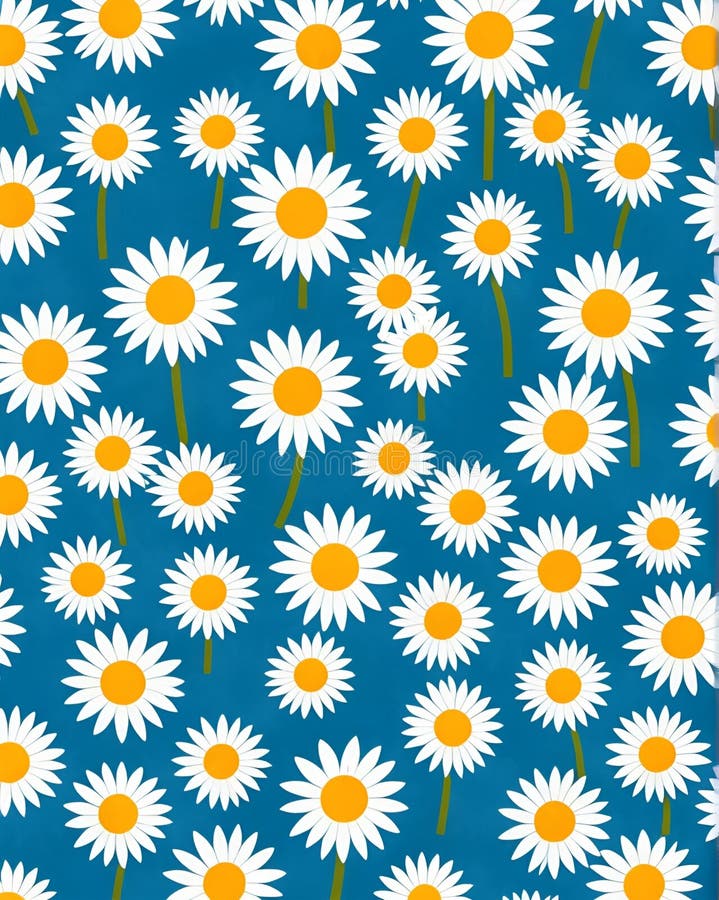 Daisy Flower Pattern Illustration Background with Copy Space Stock ...