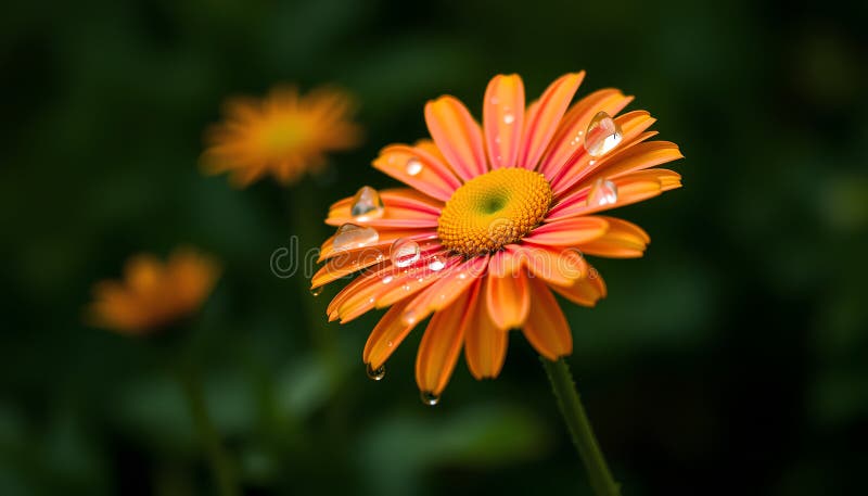 Daisy Flower with Rain Drops. Fresh Blooming Flower Stock Illustration ...