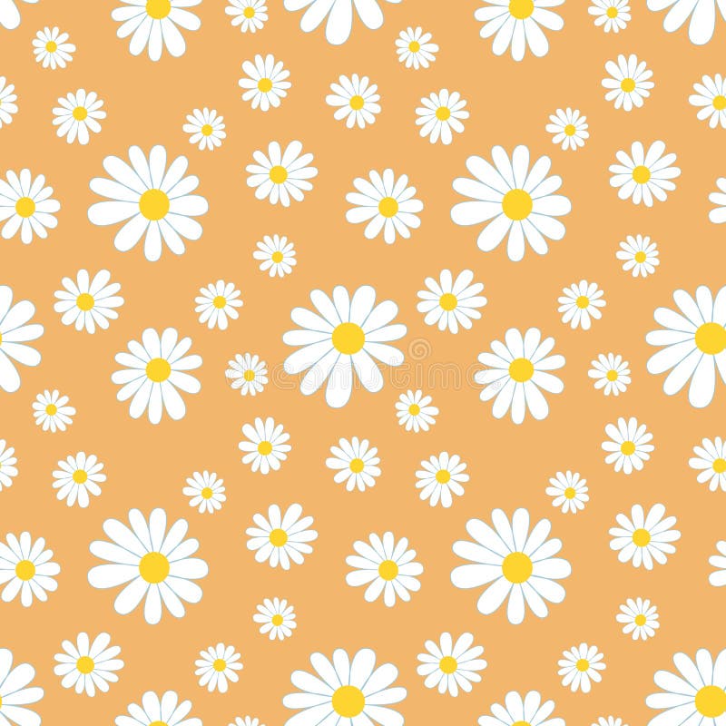 Daisy Flower Seamless on Editable Background Illustration. Pretty ...