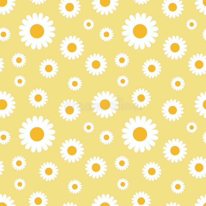 Daisy Flower Seamless on Editable Background Illustration. Pretty ...