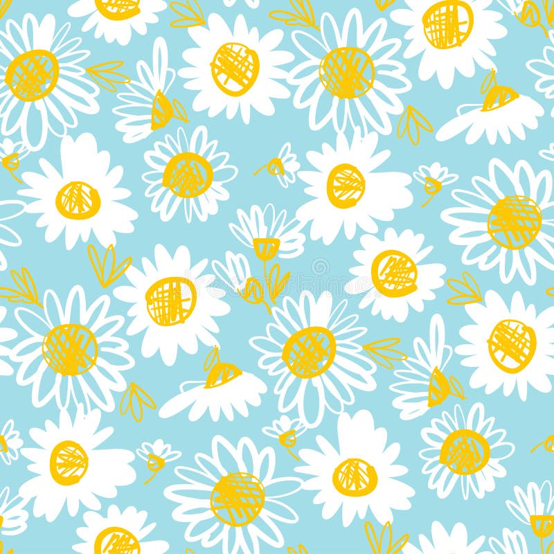 Daisy Flower Seamless Pattern Illustration Stock Vector - Illustration ...