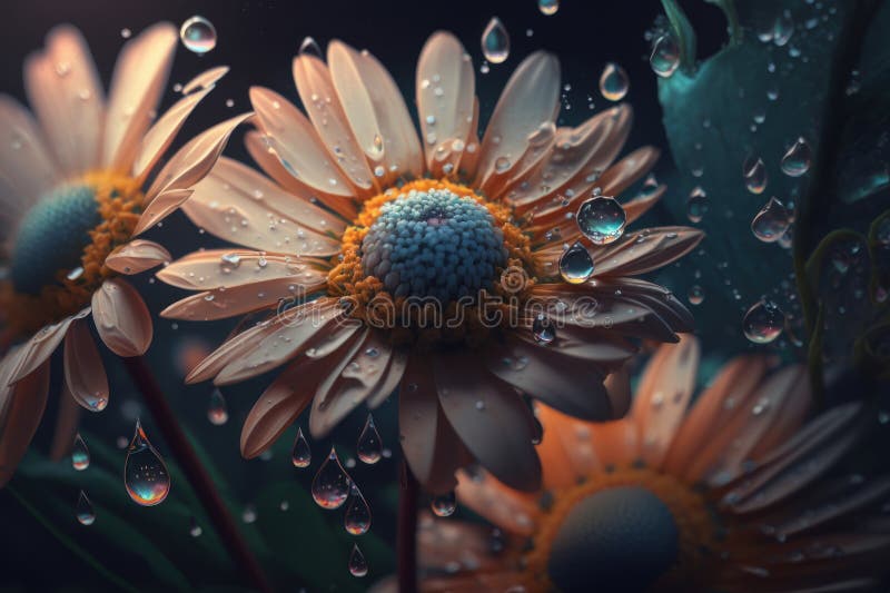 Daisy Flower with Water Splash. Created with Generative AI Technology ...