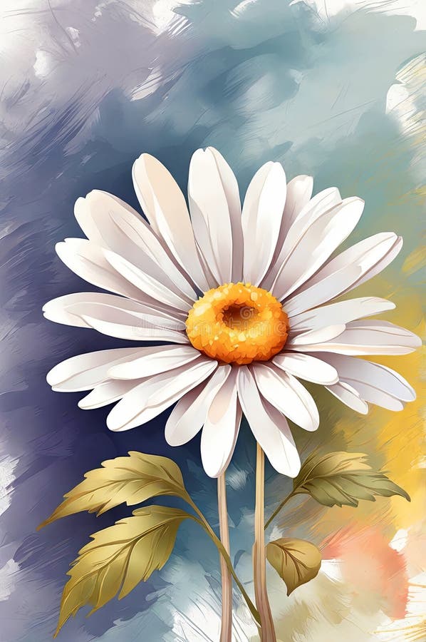Daisy Flower with Watercolor Effect Stock Illustration - Illustration ...