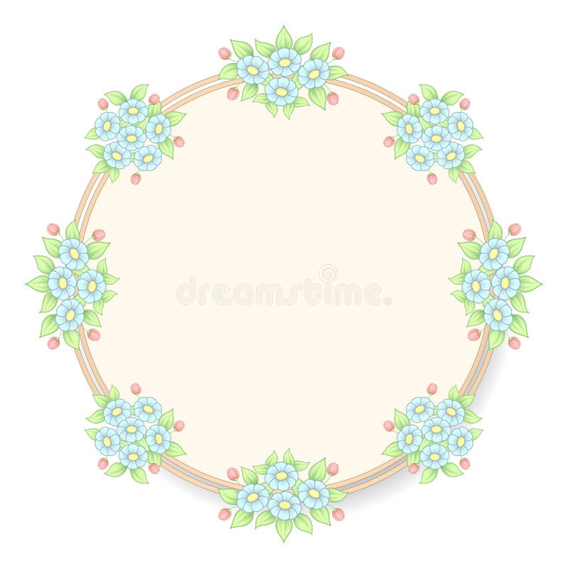 Daisy Flowers Pastel Circle Frame Stock Vector - Illustration of blue ...