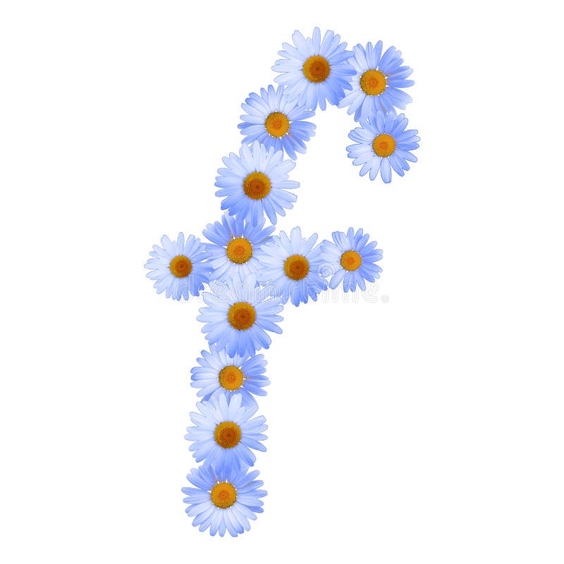 Daisy Letter azul F ilustração stock. Ilustração de folha - 85439518
