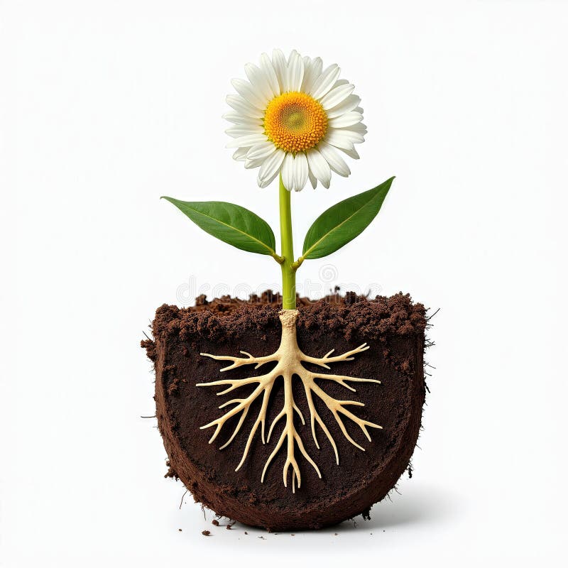 Daisy Root Cross Section stock illustration. Illustration of dirt ...