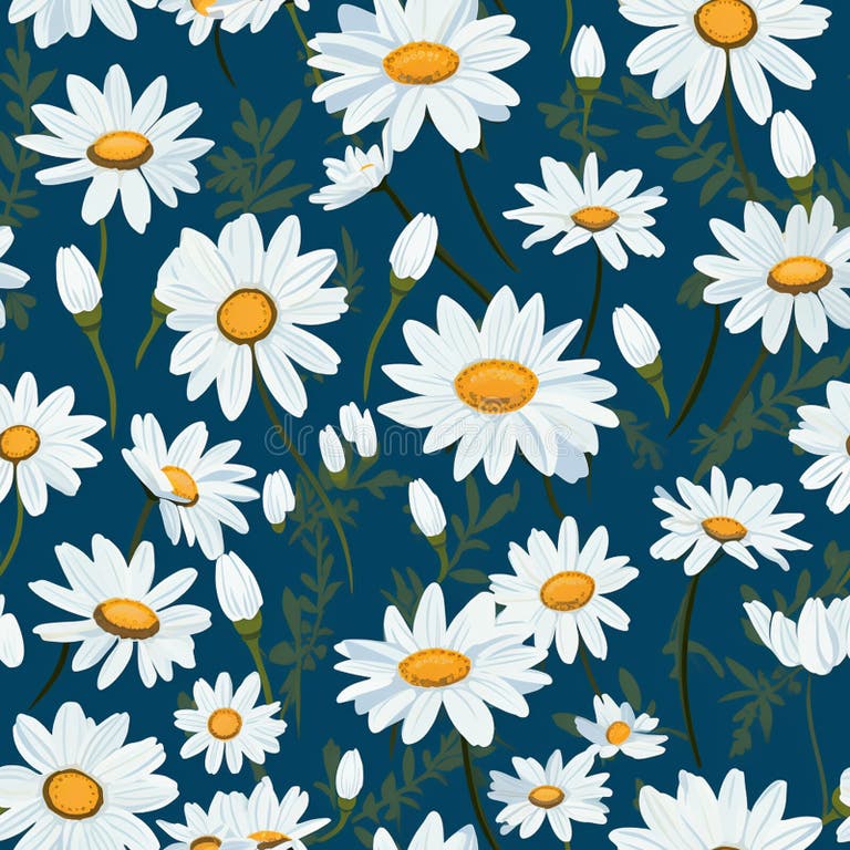 Daisy Serenity Seamless Pattern Tranquility Stock Illustration ...