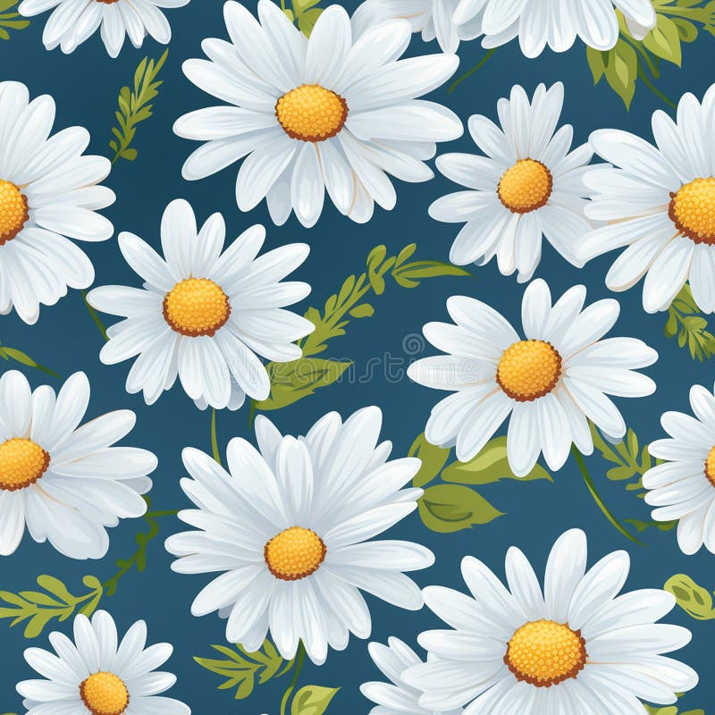 Daisy Tranquility Seamless Charm Stock Illustration - Illustration of ...