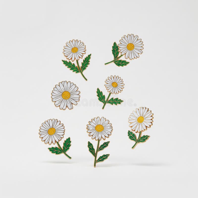 Daisy-themed enamel pin stock illustration. Illustration of leaf ...