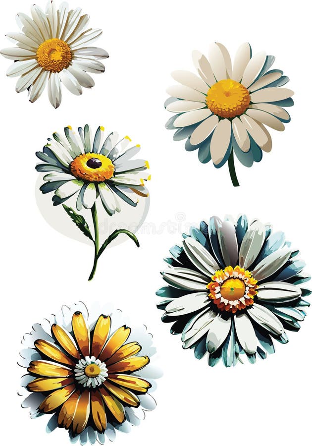 Daisy Variations Water Color Stock Vector - Illustration of plant ...