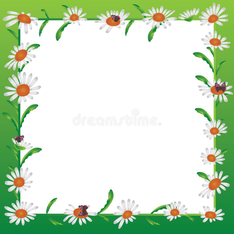 Daisy Borders Purple 3 Styles Stock Illustration - Illustration of pink ...