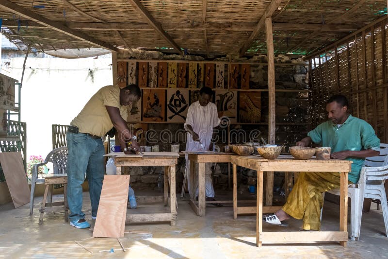 Local Artists in a Goree Island Workshop Creating Traditional Paintings ...