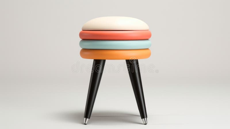 Colorful Stackable Stool on Wooden Legs - Art Deco Inspired Design ...