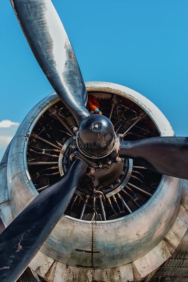 Dakota Douglas C 47 Transport Engine and Propeller Close Up Stock Photo ...