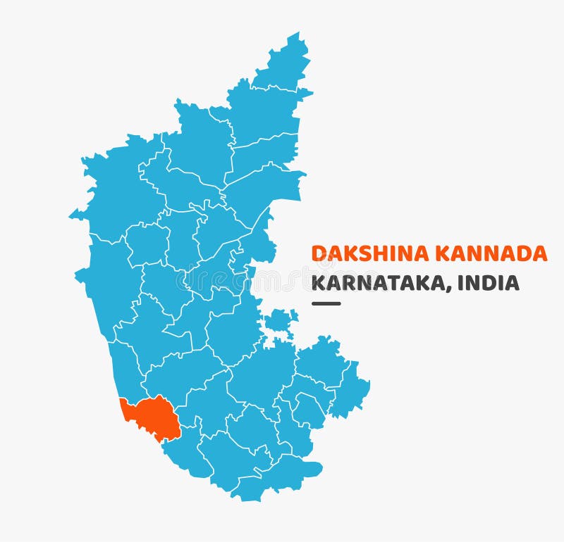Dakshina Kannada District Highlighted on Karnataka State Map Stock de ...
