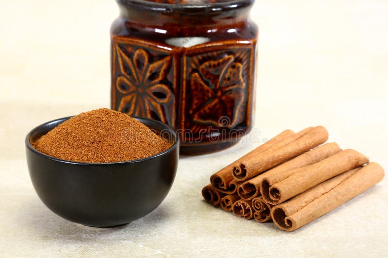 Dalchini or Cinnamon Powder Stock Image - Image of organic, mortar ...