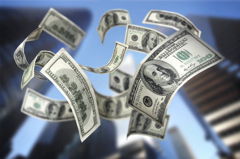 Dalend Geld $100 Rekeningen Stock Afbeelding - Image of dollar, één ...