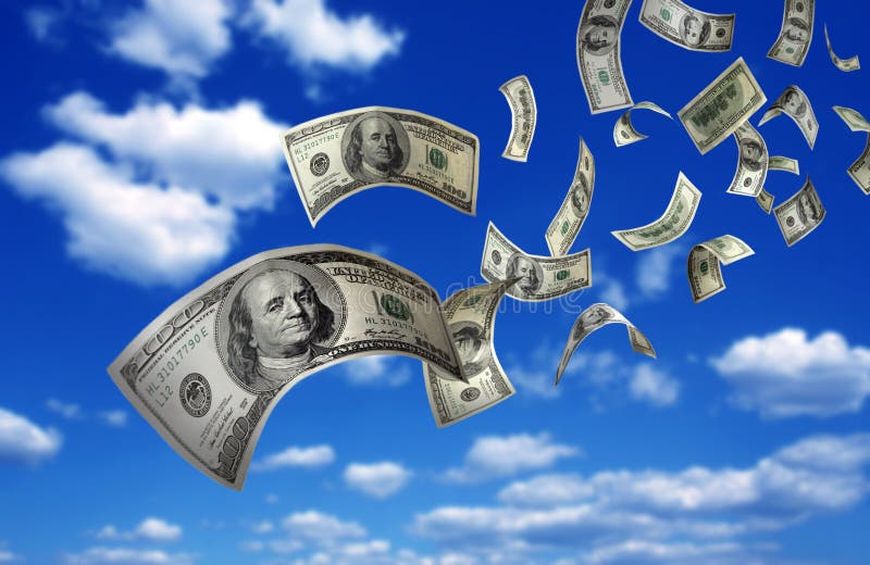 Dalend Geld $100 Rekeningen Stock Afbeelding - Image of één, rijkdom ...