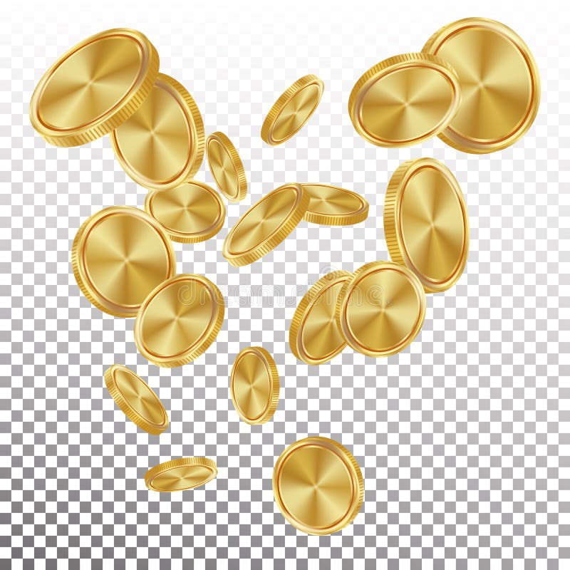 Dalende Gouden Muntstukkenvector Het Vliegen Realistische Gouden ... Dalende Gouden Muntstukkenvector Het Vliegen Realistische Gouden ...