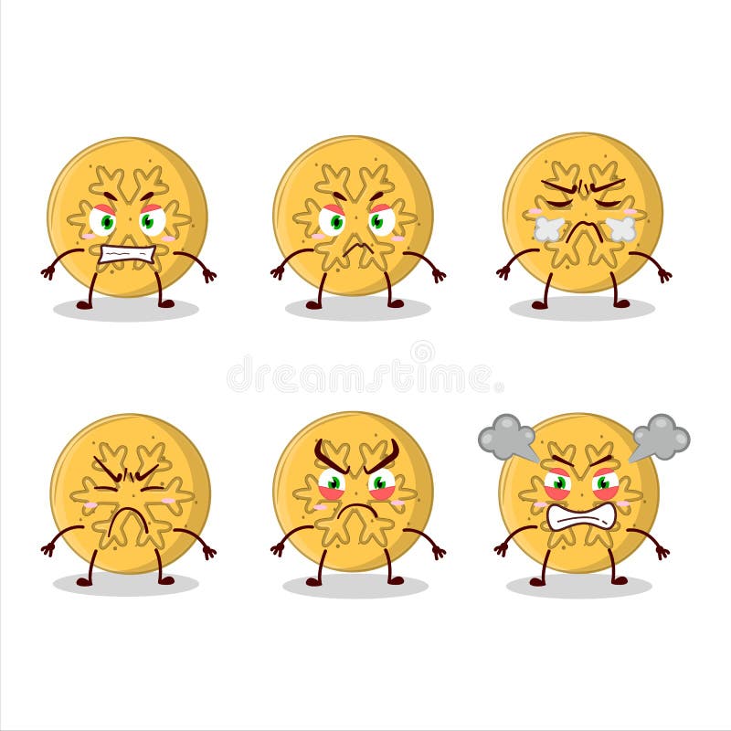 Dalgona Candy Snowflake Cartoon Character with Various Angry ...