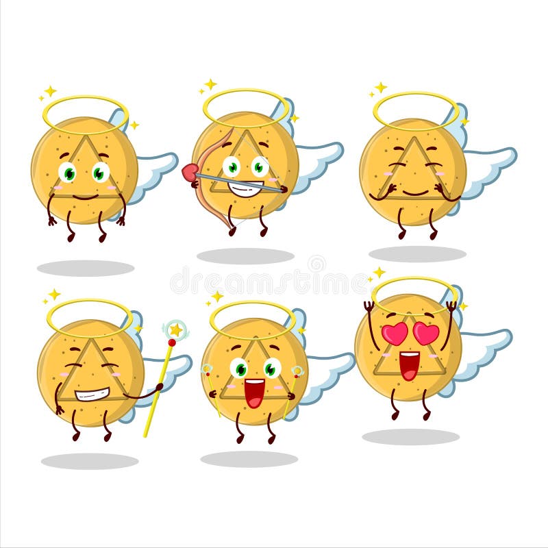Dalgona Candy Triangle Cartoon Designs As a Cute Angel Character Stock ...