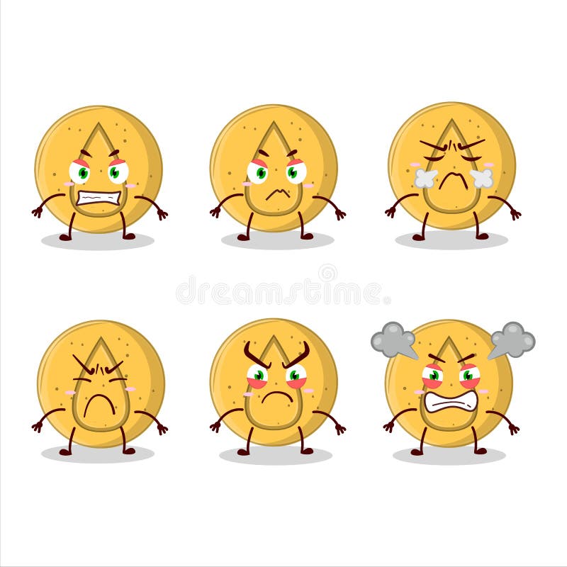 Dalgona Candy Water Cartoon Character with Various Angry Expressions ...