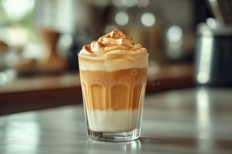 Dalgona Coffee: Fluffy Whipped Coffee Layered Over Cold Milk in Glass ...